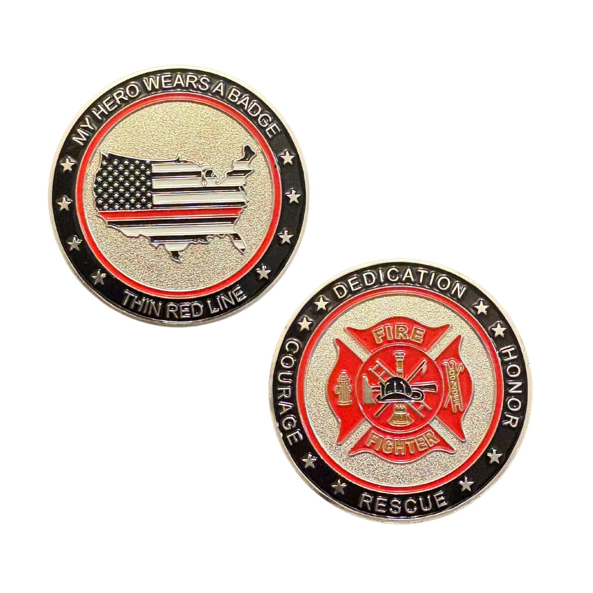 Thin Red Line Firefighter Challenge Coin – Dual-Sided Tribute with Fir ...